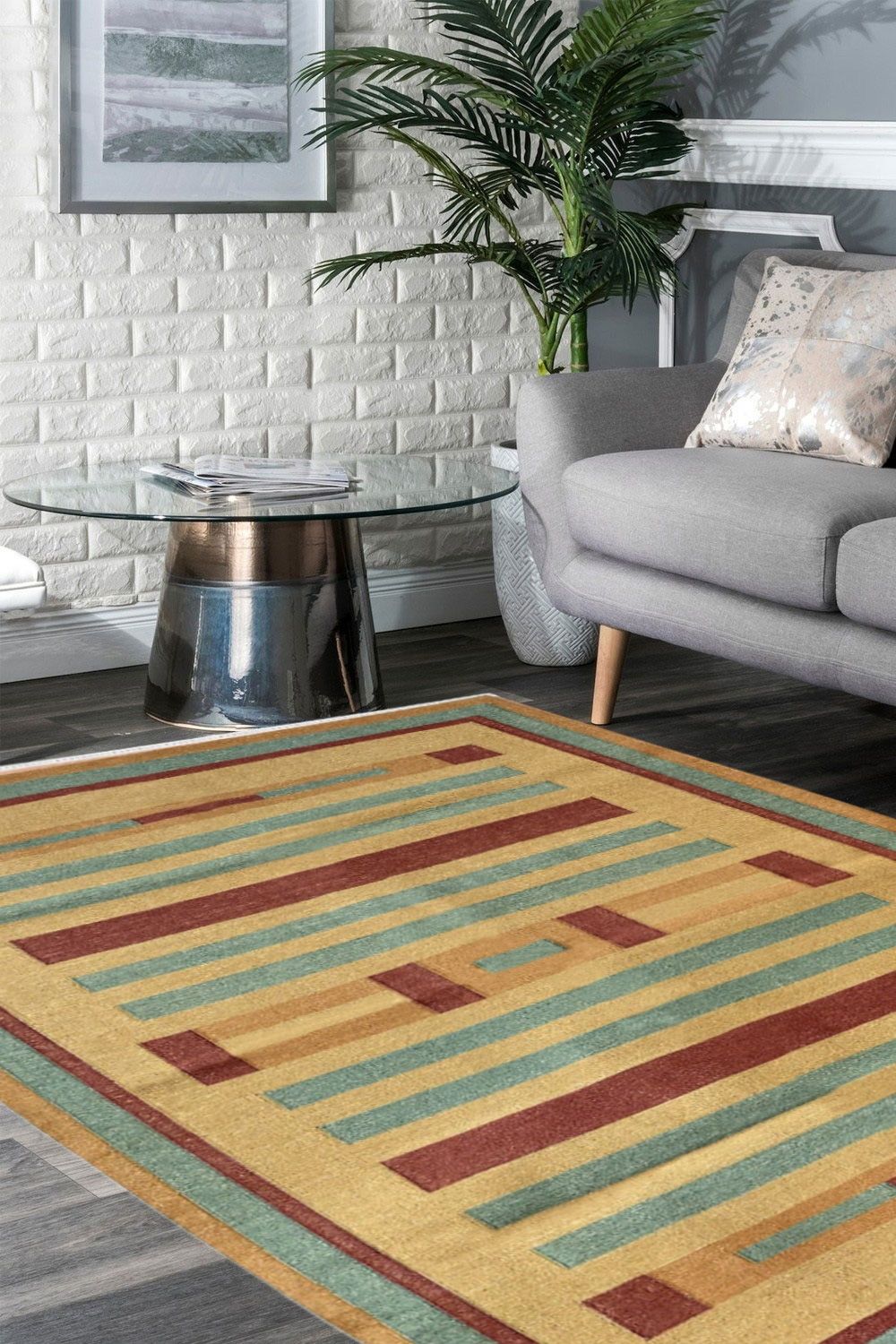 Shop Horizontal Strips Cotton Modern Dhurrie online | Rugsandbeyond